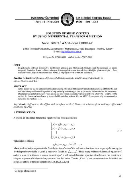 pdf solution of shiff systems by using differential transform method