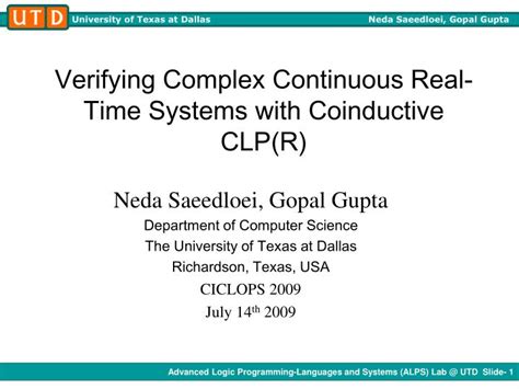Ppt Verifying Complex Continuous Real Time Systems With Coinductive Clp R Powerpoint
