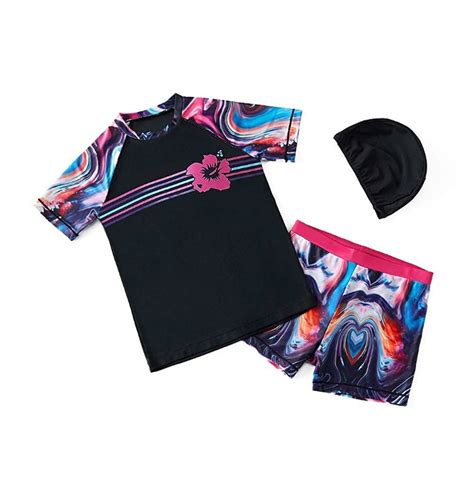 여아용 래쉬가드 세트 투피스 수영복 여아용 긴소매 수영복 Upf50 자외선 차단 수영복 블랙 4 5t 티몬