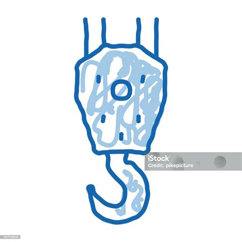 리프팅 낙서 아이콘 손으로 그린 일러스트를위한 크레인 후크 건설 산업에 대한 스톡 벡터 아트 및 기타 이미지 건설 산업