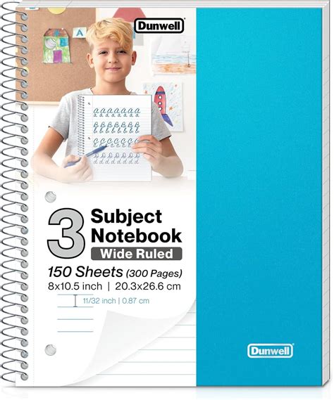 1 Subject Notebook Wide Ruled Notebook Blue Plastic Cover 100 Sheets 200 Pages 8x10 5 3