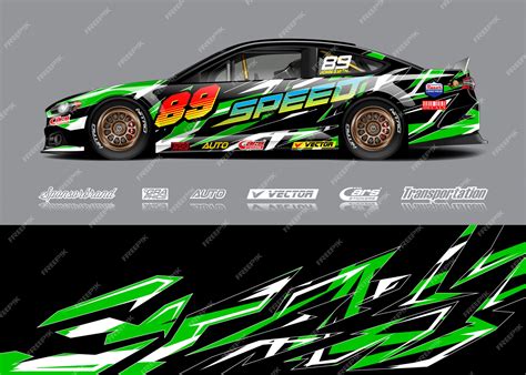 레이싱 카 리 버리 일러스트 프리미엄 벡터