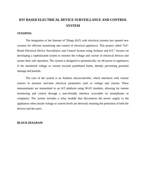 Iot Based Electrical Device Surveillance And Control System Pdf