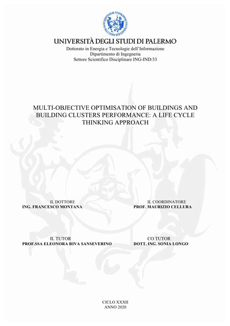 Pdf Multi Objective Optimisation Of Buildings And Building Clusters Performance A Life Cycle