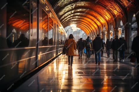 Premium Ai Image Silhouettes Of Passengers Rushing To Work At Railway Station In The Morning