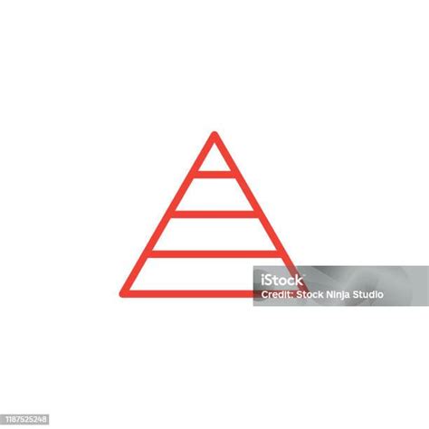 흰색 배경에 피라미드 선 빨간색 아이콘입니다 빨간색 플랫 스타일 벡터 그림입니다 그래프에 대한 스톡 벡터 아트 및 기타 이미지 그래프 그래픽 사용자 인터페이스 그림자