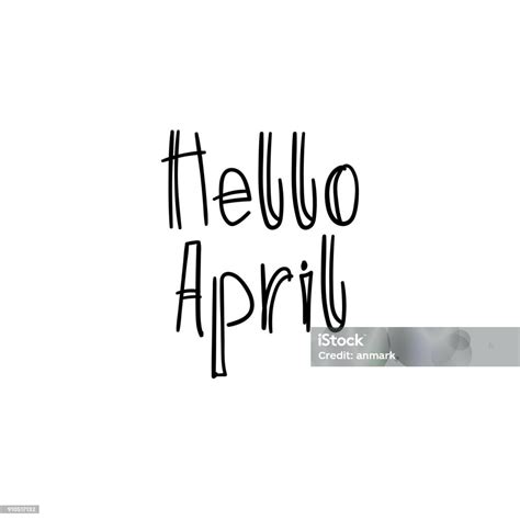 안녕하세요 4 월 손 문자 비문 봄 인사말 카드 브러시 서 예입니다 벡터 일러스트 레이 션 계절에 대한 스톡 벡터 아트 및 기타 이미지 Istock