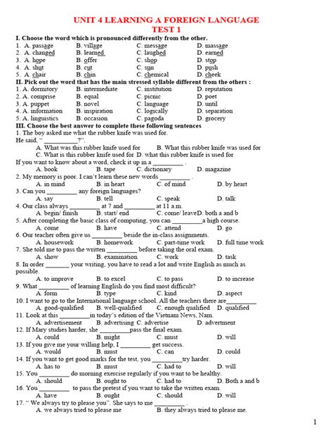 Unit 4 Practice Test 4 Pdf Word Human Communication