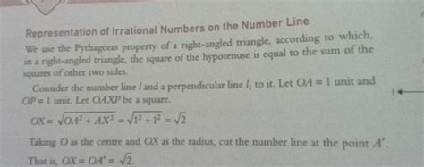 Representation Of Irrational Numbers On The Number Linewe Use The Pythag