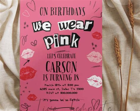 Mean Girls Birthday Invitation Mean Girls Party Invitation Birthday