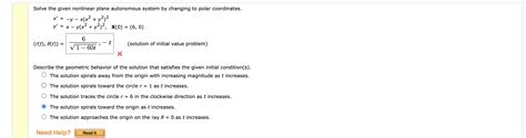 Solved Solve The Given Nonlinear Plane Autonomous System By