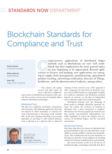 Pdf Blockchain Standards For Compliance And Trust