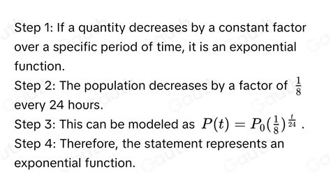 Solved Identify Whether The Statement Represents An Exponential Function A Population Of