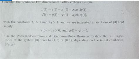 Answered Consider The Nonlinear Two Dimensional Lotka Volterra System Rt Rt X2t Aixt