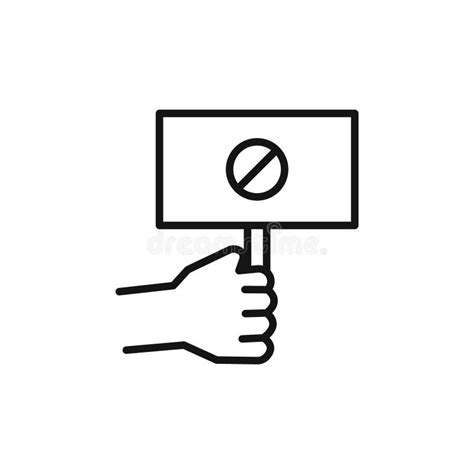 Protest Banner In Hand Logo Sign Vector Outline Stock Vector