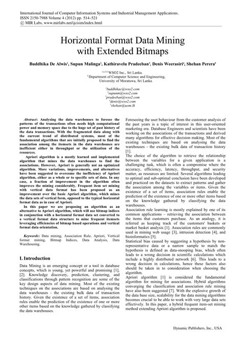Pdf Horizontal Format Data Mining With Extended Bitmaps