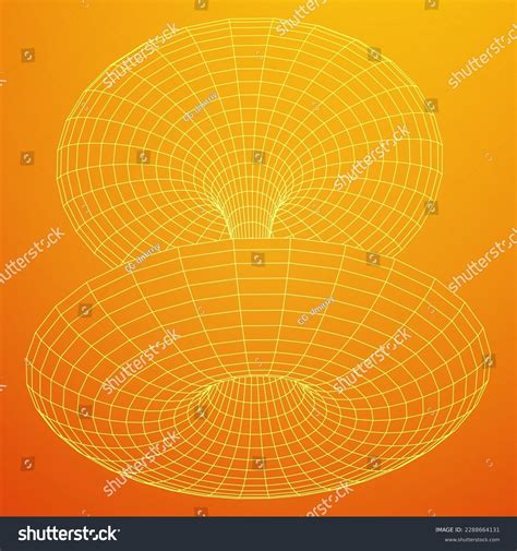 Wormhole Tunnel Mesh Objects Network Wireframe Stock Vector Royalty