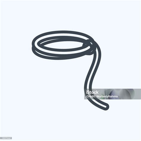 아이콘 로프 와일드 웨스트 기호에 적합합니다 선 스타일 편집 가능한 간단한 디자인 디자인 템플릿 벡터 간단한 기호 그림 올가미 밧줄에 대한 스톡 벡터 아트 및 기타 이미지
