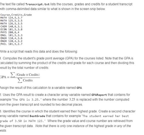 Solved The Text File Called Transcripttxt Lists The