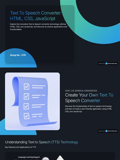 Text To Speech Converter Using Html Css Javascript Presentation 1 Pdf
