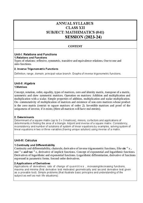 Edudel Syllabus Class 12 Maths 2024 Pdf Aglasem