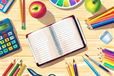 Classroom Scene Array School Supplies Premium Ai Generated Vector