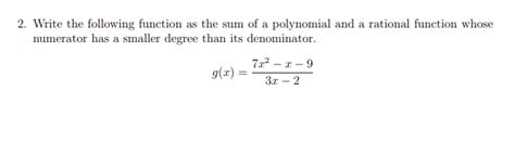 Solved 2 Write The Following Function As The Sum Of A Chegg Com