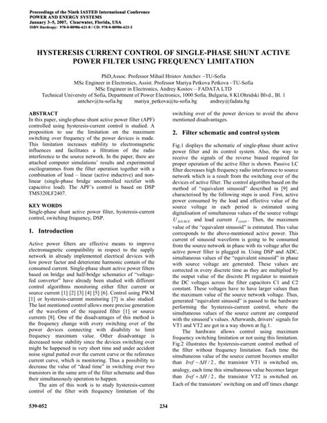 Pdf Single Phase Shunt Active Power Filter Using Frequency Limitation