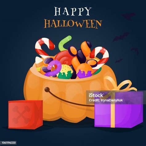 할로윈 호박 바구니 사탕과 과자 배경 벡터 일러스트 레이 션의 전체 10월에 대한 스톡 벡터 아트 및 기타 이미지 10월 School Carnival 가을 Istock