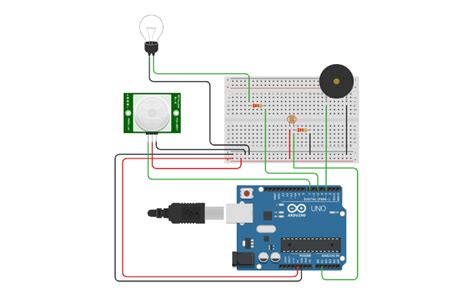 Circuit Design Automated Light System With Security Alarm Tinkercad