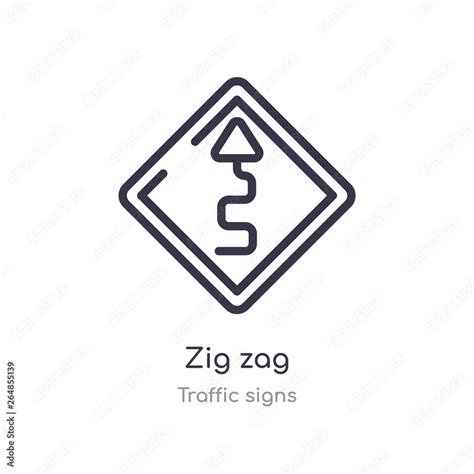 Zig Zag Outline Icon Isolated Line Vector Illustration From Traffic Signs Collection Editable