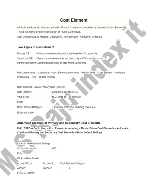 Configuring Primary And Secondary Cost Elements For Expense Accounts In