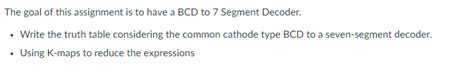 Solved The Goal Of This Assignment Is To Have A BCD To Chegg