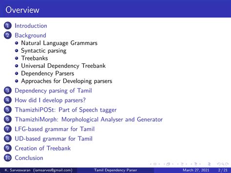 Developing Dependency Parsers For Tamil Ppt