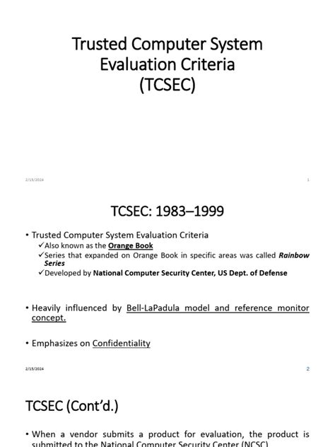 Tcsec Pdf Security Computer Security