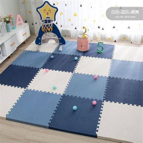 早教中心软体地垫泡沫爬行垫婴儿拼接宝宝爬爬垫家用卧室滑可擦洗 藏青 蓝灰 白（边条） 62 62（厚2 1厘米）12片 【图片 价格 品牌 报价】 京东