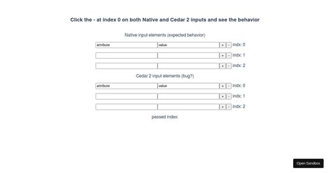 Cedar Input Reactivity Bug Codesandbox