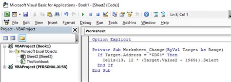 How To Create A Command To Jump The Display To A Given Value In Excel Stack Overflow