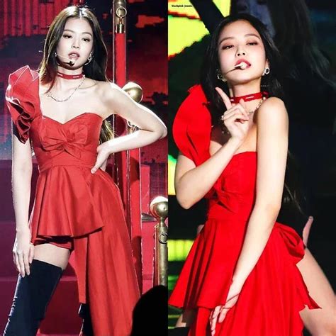 Jennie K Pop Stage Outfit Women Red Dress Concert Outfits Festival Rave