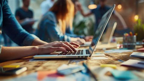 Person Is Typing On A Laptop With Lines Of Code Visible On The Screen Ai Generated Stock Image