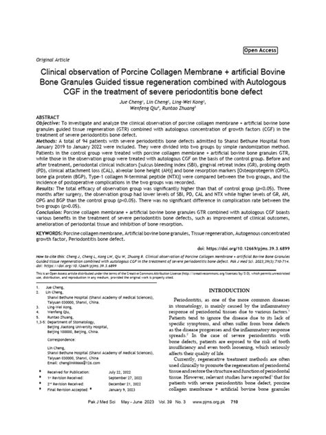 2023 Clinical Observation Of Porcine Collagen Membrane Artificial Bovine Bone Granules