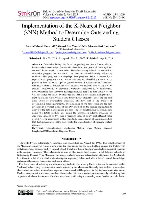 pdf implementation of the k nearest neighbor knn method to