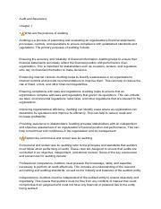 Audit And Assurance Pdf Audit And Assurance Chapter 1 What Are The Purpose Of Auditing 1