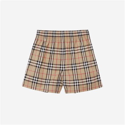 W 버버리 사이드 스트라이프 빈티지 체크 스트레치 코튼 쇼츠 아카이브 베이지 Burberry Kream