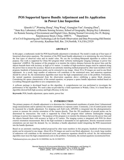 Pdf Pos Supported Sparse Bundle Adjustment And Its Application In