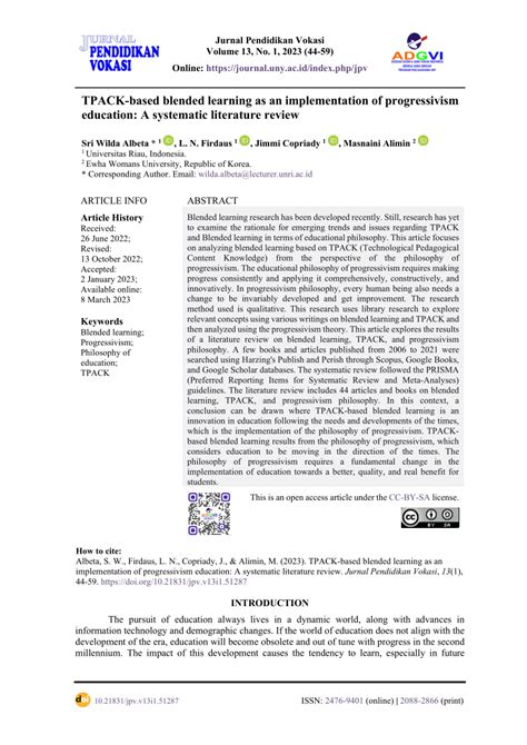 Pdf Tpack Based Blended Learning As An Implementation Of