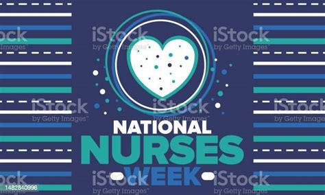 전국 간호사 주간 간호사 감사합니다 의료 및 건강 관리 개념 바이러스와 질병에 대한 전투기 의사를 기리기 위해 미국에서 매년 축하 벡터 일러스트 포스터 5월에 대한 스톡