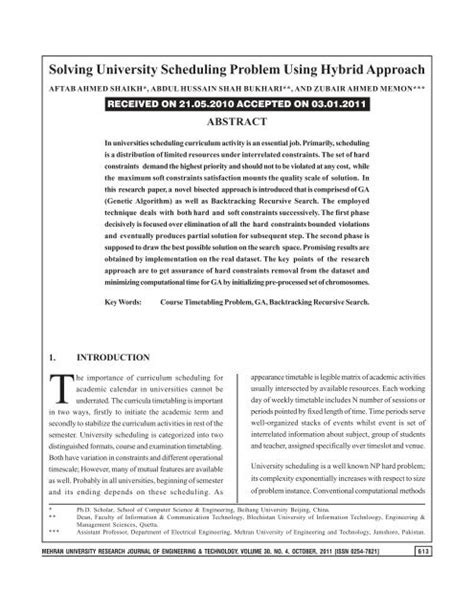 Solving University Scheduling Problem Using Hybrid Approach