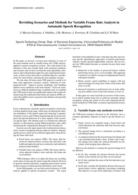 Pdf Revisiting Scenarios And Methods For Variable Frame Rate Analysis In Automatic Speech