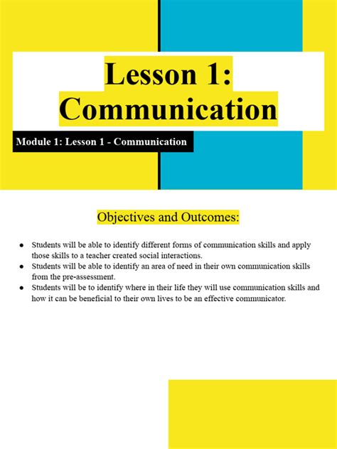 module 1 lesson 1 communication pdf communication teaching